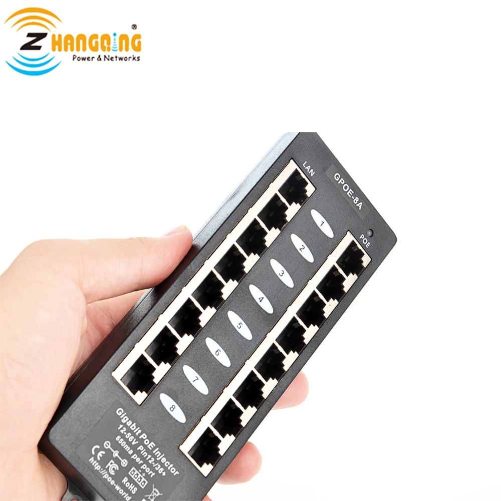 48V Multi Port Gigabit PoE Injector with 8 Ports P... – Grandado