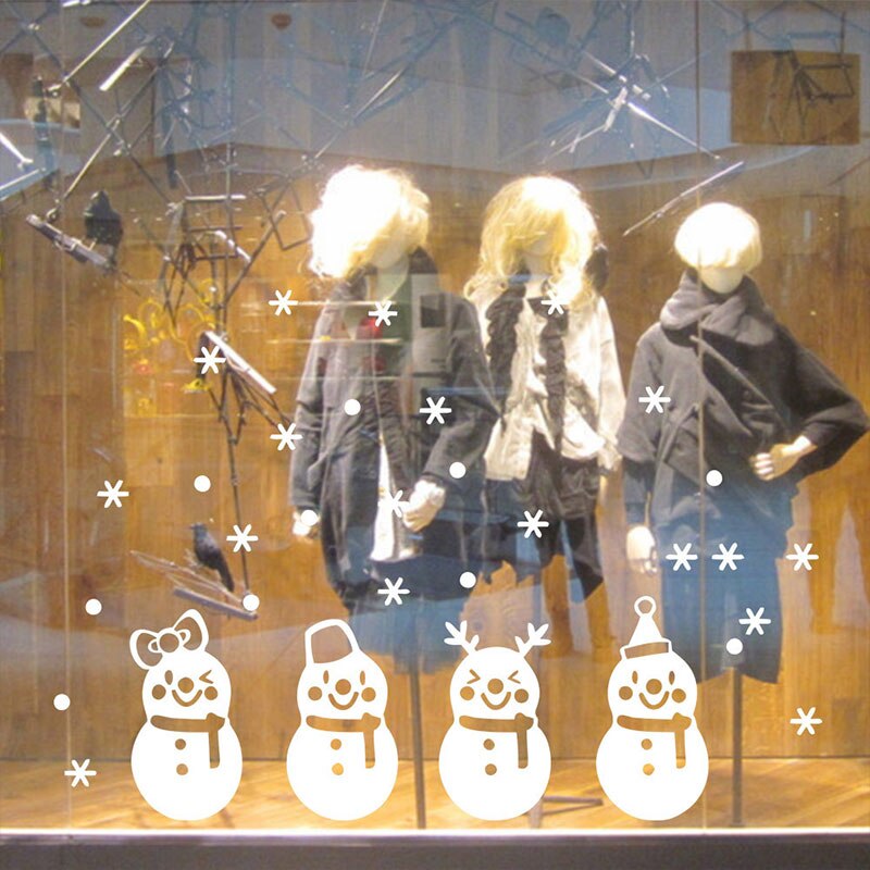 45cm*20cm Snowflake Snowman Wall Window stickers H... – Grandado