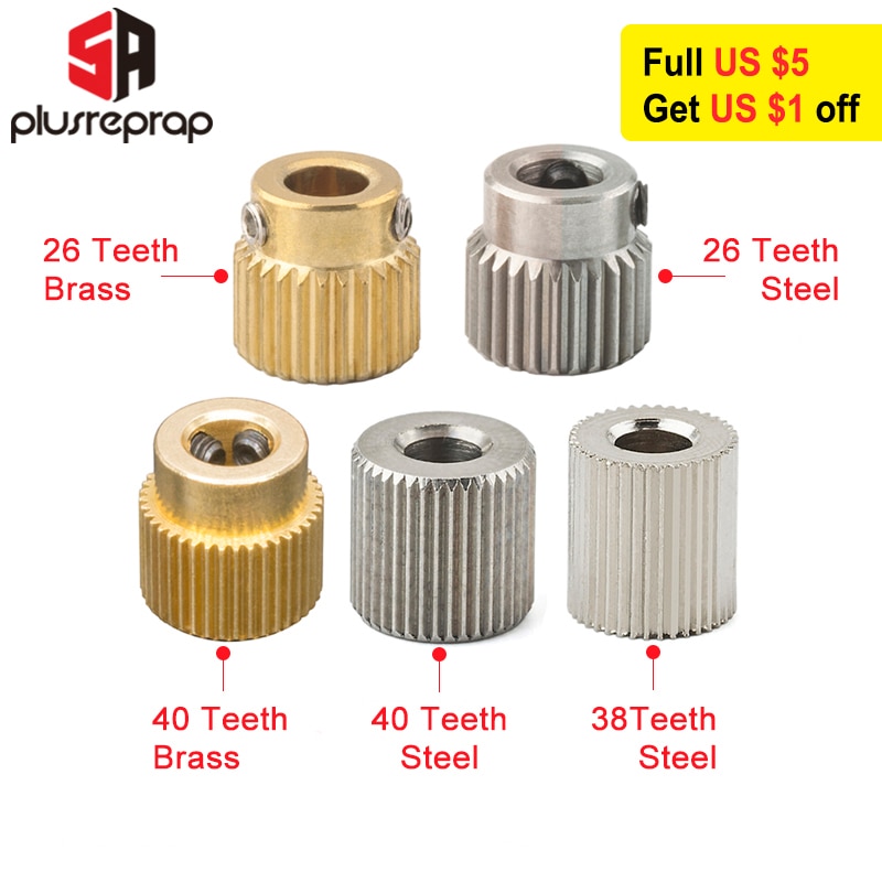 Mk7 MK8 Extrusie Gear 26/38/40 Tand Tanden Messing... – Grandado