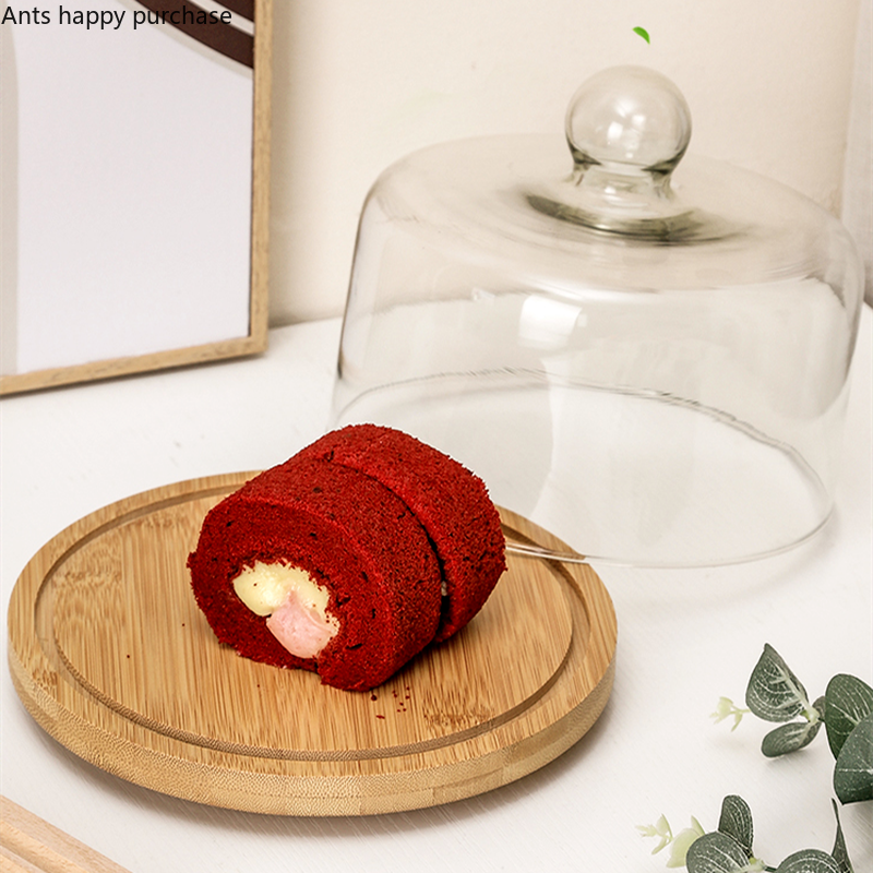Wooden Cake Tray Glass Cover Rotatable Cake Stand ... – Grandado