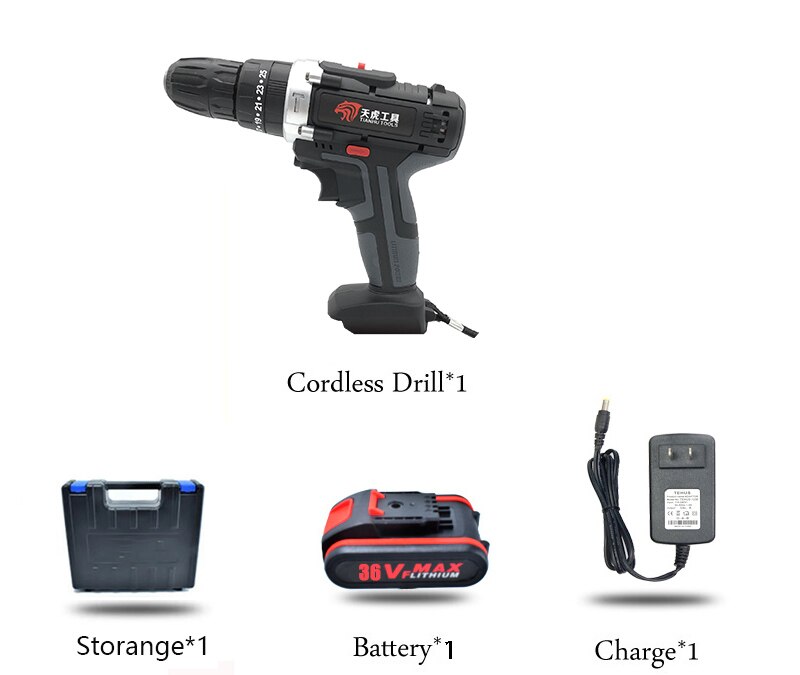 36V Electric Drill Impact Drill Cordless Screwdriv... – Grandado