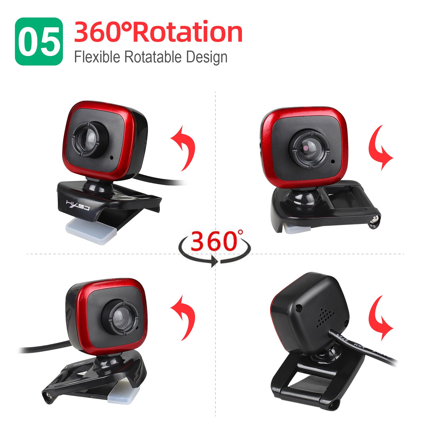 360rotatable webcam 480P HD PC camera with externa... – Grandado