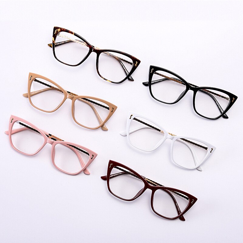 Brand White Cat Eye Glasses Frames Women Vintage T... – Grandado