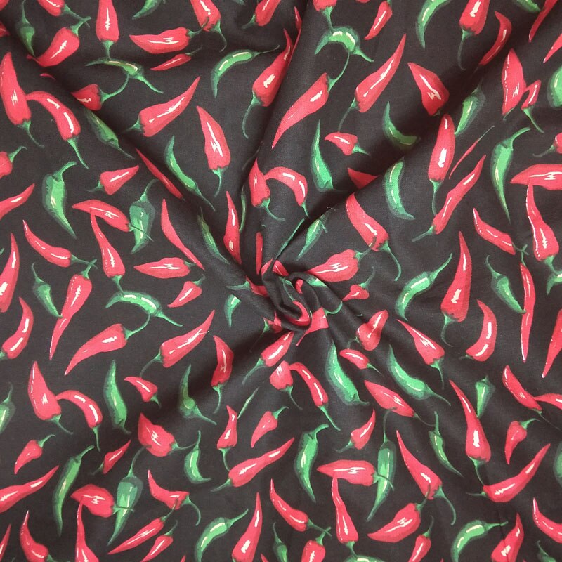 50x105cm Spicy Red Pepper Printed Cotton Fabric Fr... – Grandado
