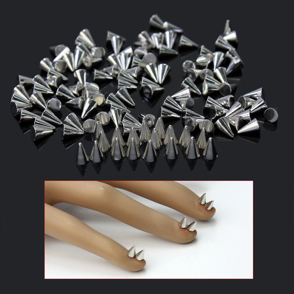 100P Silver Metal Punk Cone Nail Spikes Metallic S... – Vicedeal