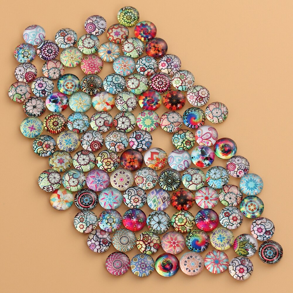 100 Pieces 8 mm Mixed Color Flower Pattern Glass H... – Vicedeal
