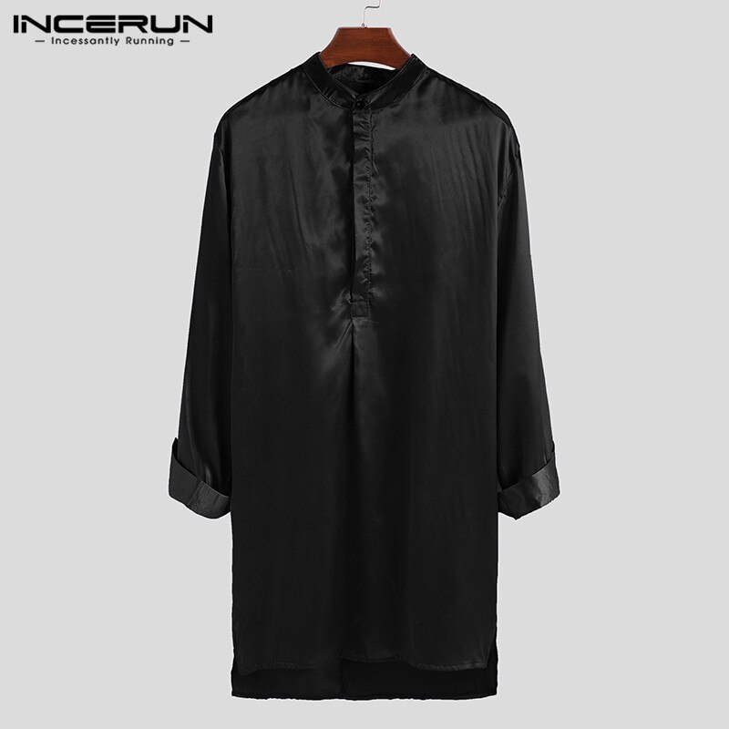 INCERUN Men Jubba Thobe Muslim Arabic Islamic Kaft... – Vicedeal