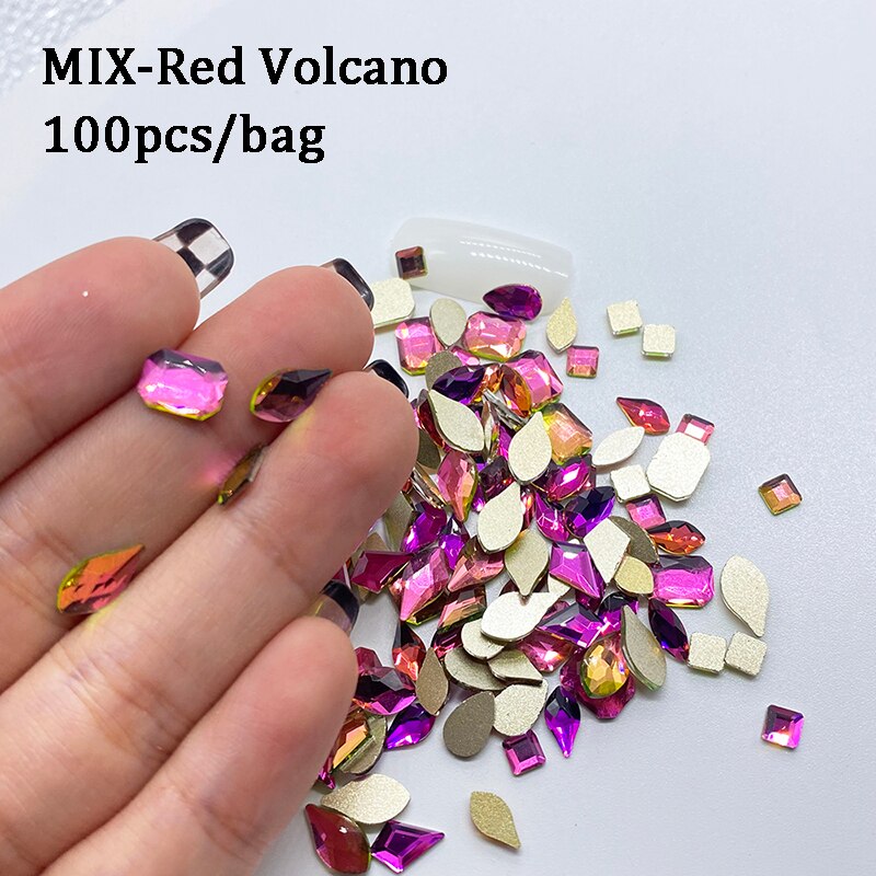 20/100Pcs Rode Vulkaan Mix Vorm Rode Kleur Crystal... – Vicedeal