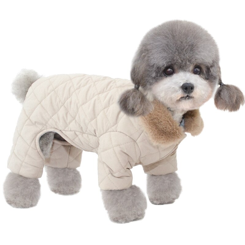 Winter diamond-shaped fur collar cotton coat pet c... – Grandado