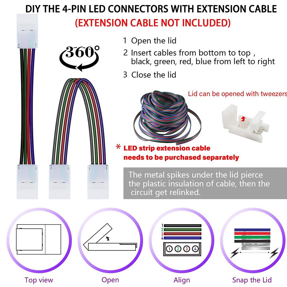 10pcs/pack Adapter Corner LED Strip Light 4 Pin 10... – Vicedeal