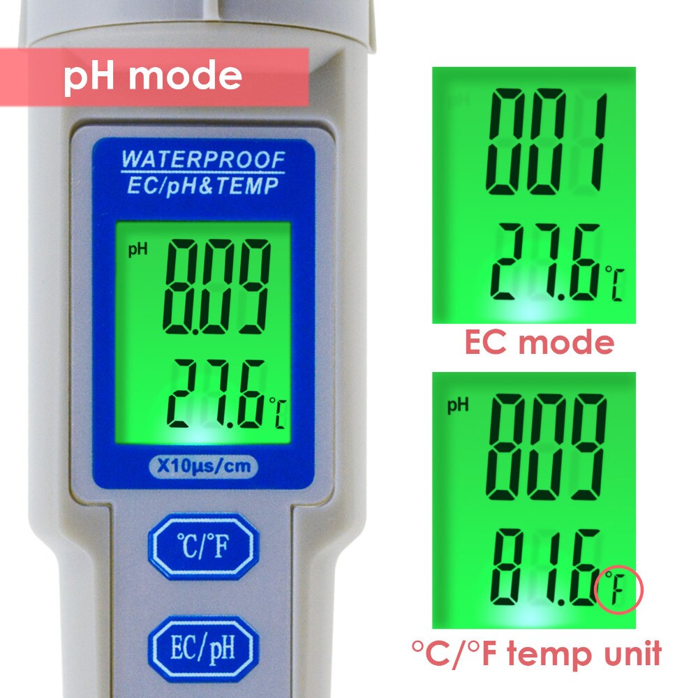 pH /EC/Temperature Meter ATC 3 in 1 Waterproof Pen... – Grandado
