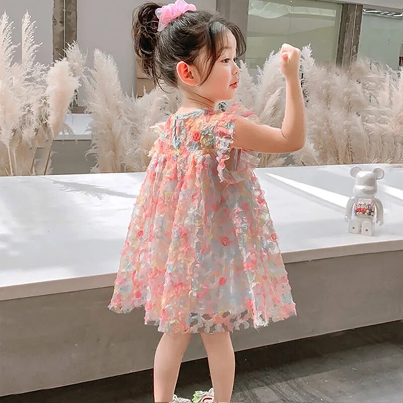 Summer Casual Dress Kids Dresses For Girls Lace Fl... – Grandado