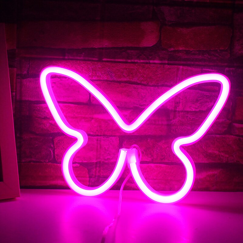 Wanxing Pink Neon Light LED Neon Signs Batterfly U... – Grandado