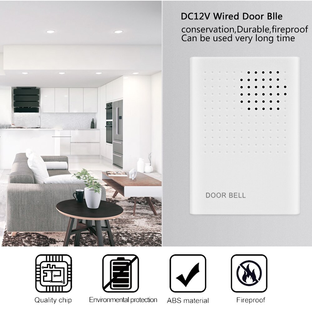 Wired Door Bell DC 12V Wired Doorbell Door with Cr... – Vicedeal