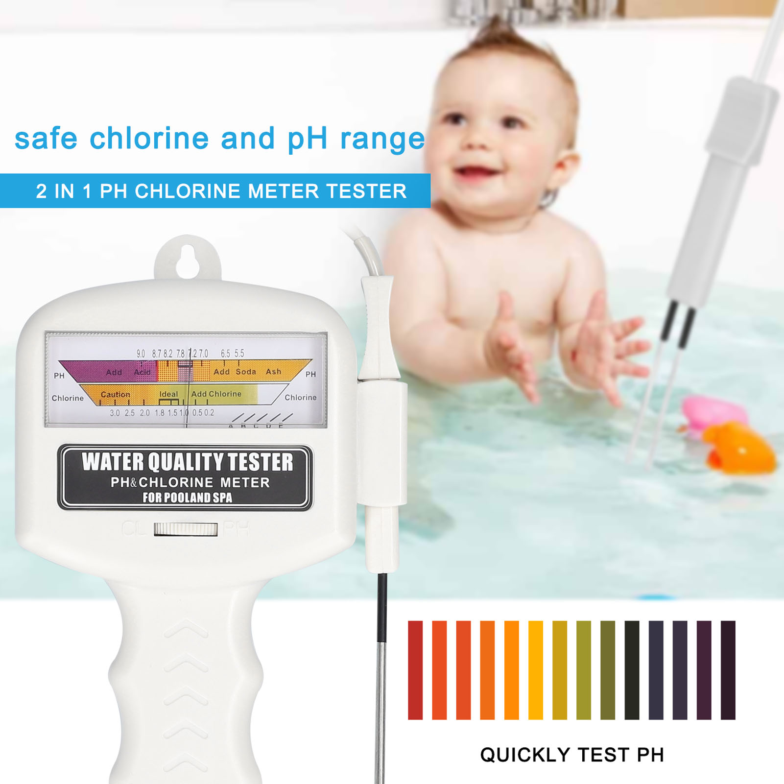 2 in 1 Water Tester PH Chlorine Level Meter Digita... – Grandado