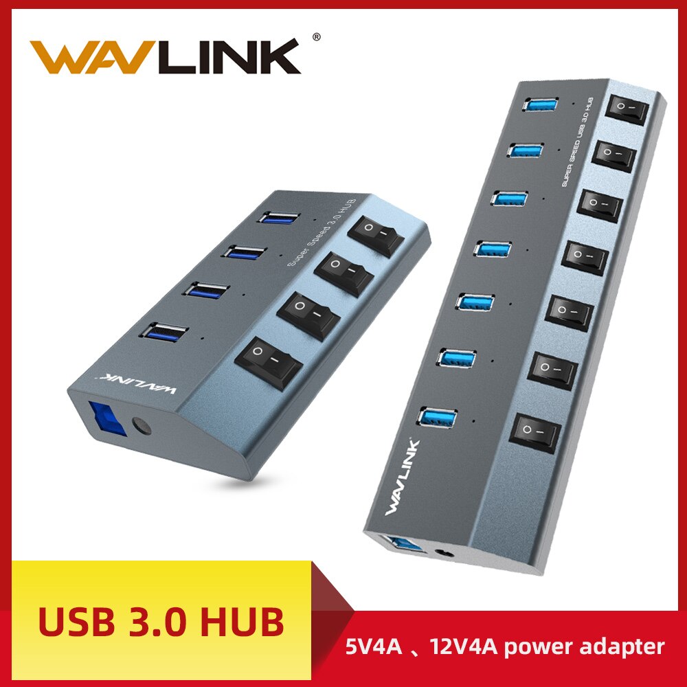 Wavlink høyhastighets usb hub 3.0 4/7 porter multi... – Vicedeal