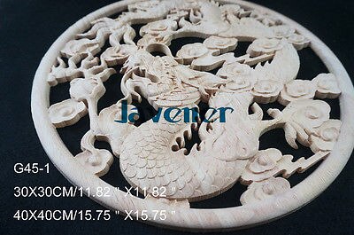 G45-1 -40x40cm Wood Carved Round Onlay Applique Un... – Vicedeal