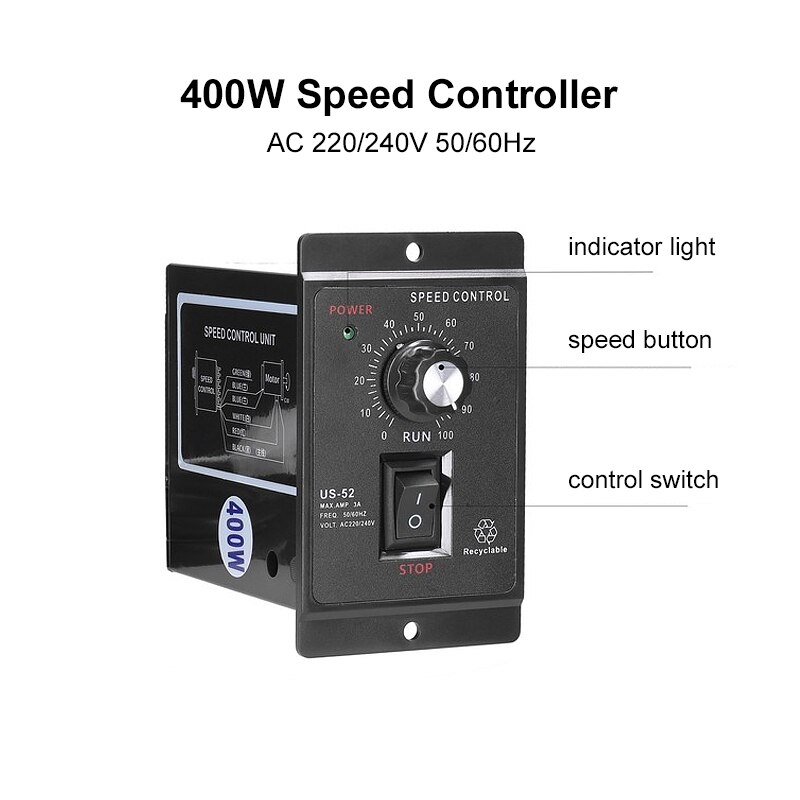400W Motor Speed Controller AC 220V Motor Speed Re... – Grandado
