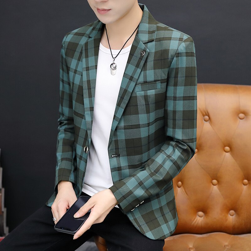 Grey Men Classic Blazers Office Jacket Knitted Men... – Grandado