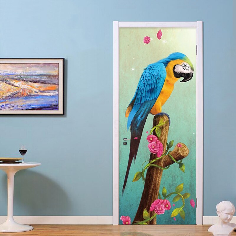 3D Wall Sticker Modern Color Parrot Art Door Decor... – Grandado