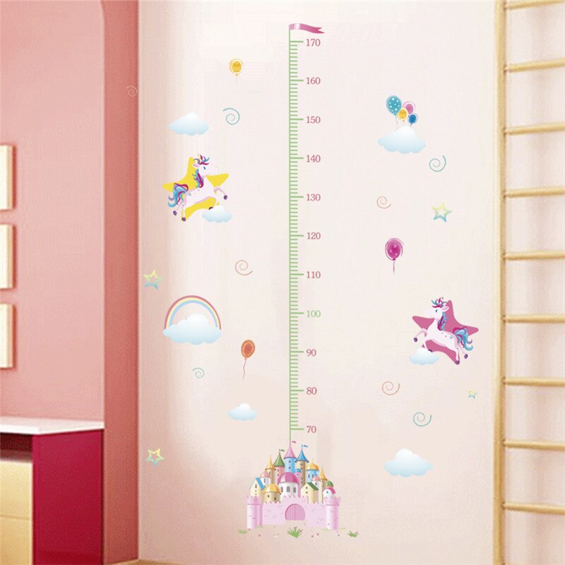 Cartoon Unicorn Height Measure Wall Stickers for K... – Grandado