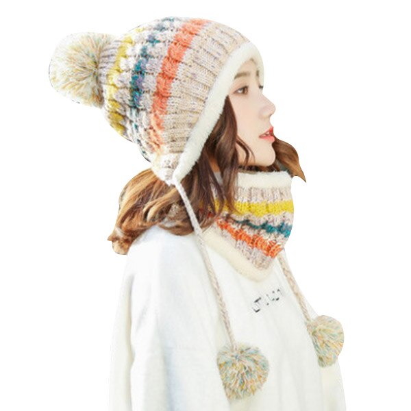2pcs Women Knitted Wool Scarf and Beanie Hat Hair ... – Grandado