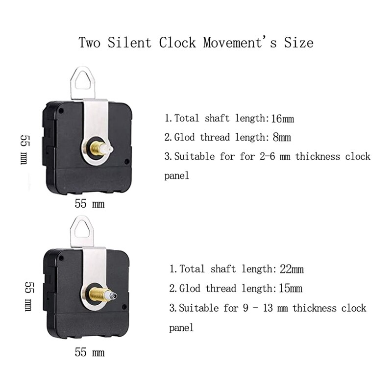 2 Pack Silent Quartz Clock Movement,Long and Short... – Vicedeal