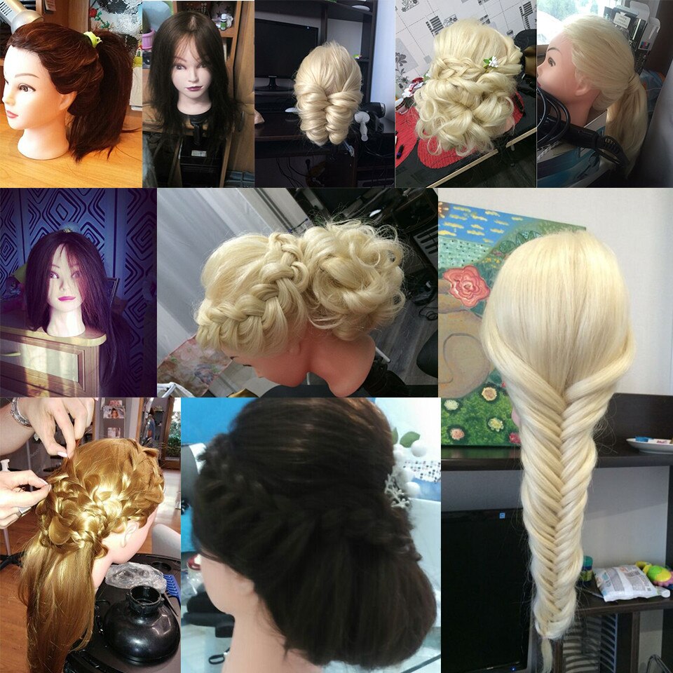 CAMMITEVER Brown Hair Hairdressing Training Head M... – Grandado