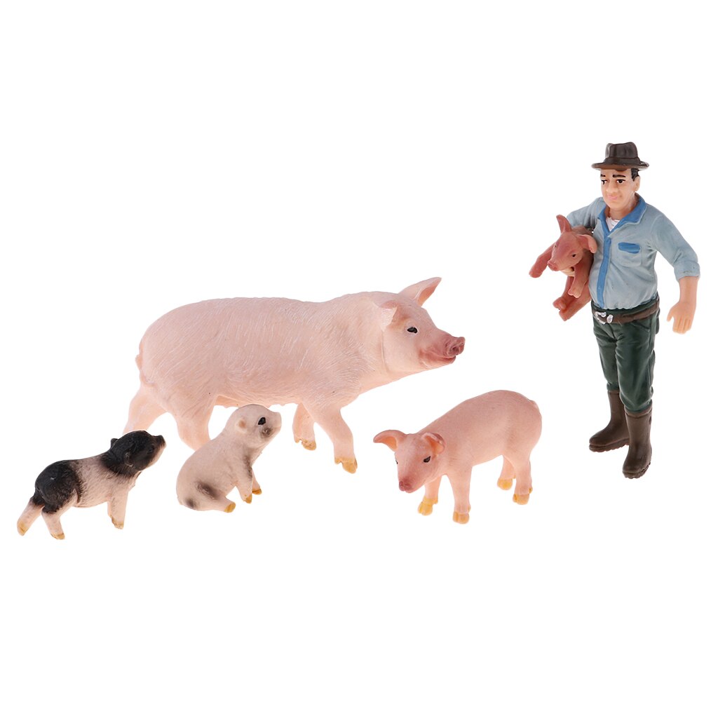 Realistic Happy Animal Cows Pigs With Farmers Home... – Grandado