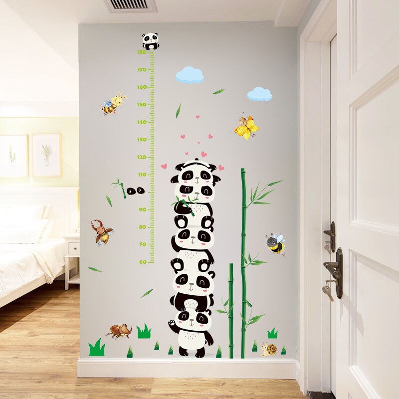 Cartoon Panda Stack Dieren Muurstickers Hoogte Hee... – Vicedeal