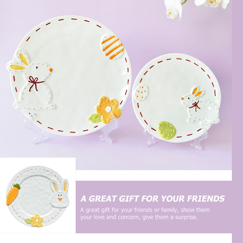 Ceramic Plate Easter Rabbit Plate Food Serving Tra... – Grandado