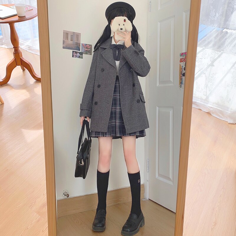 Japanese Style JK Uniform Woolen Coat Women's ... – Vicedeal