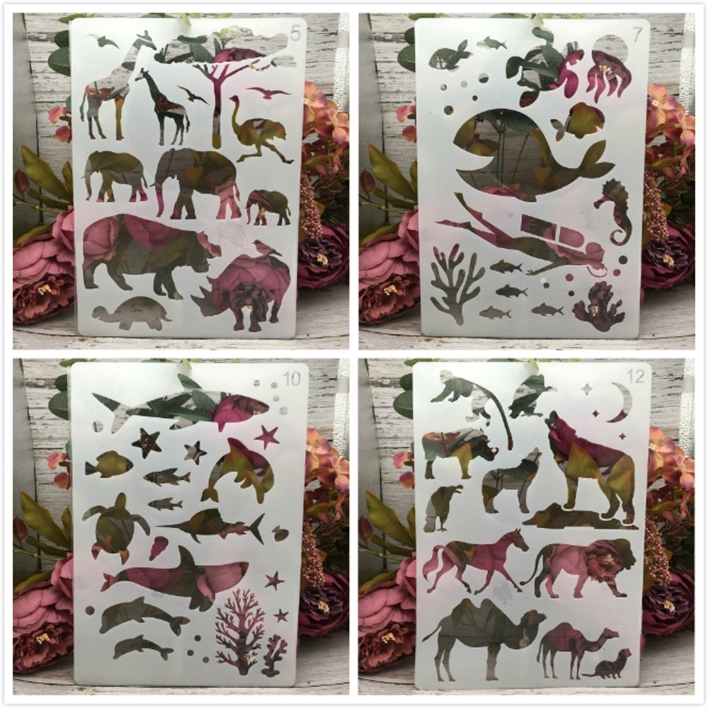 4Pcs A4 29cm Turtle Shark Whale Elephant DIY Layer... – Grandado