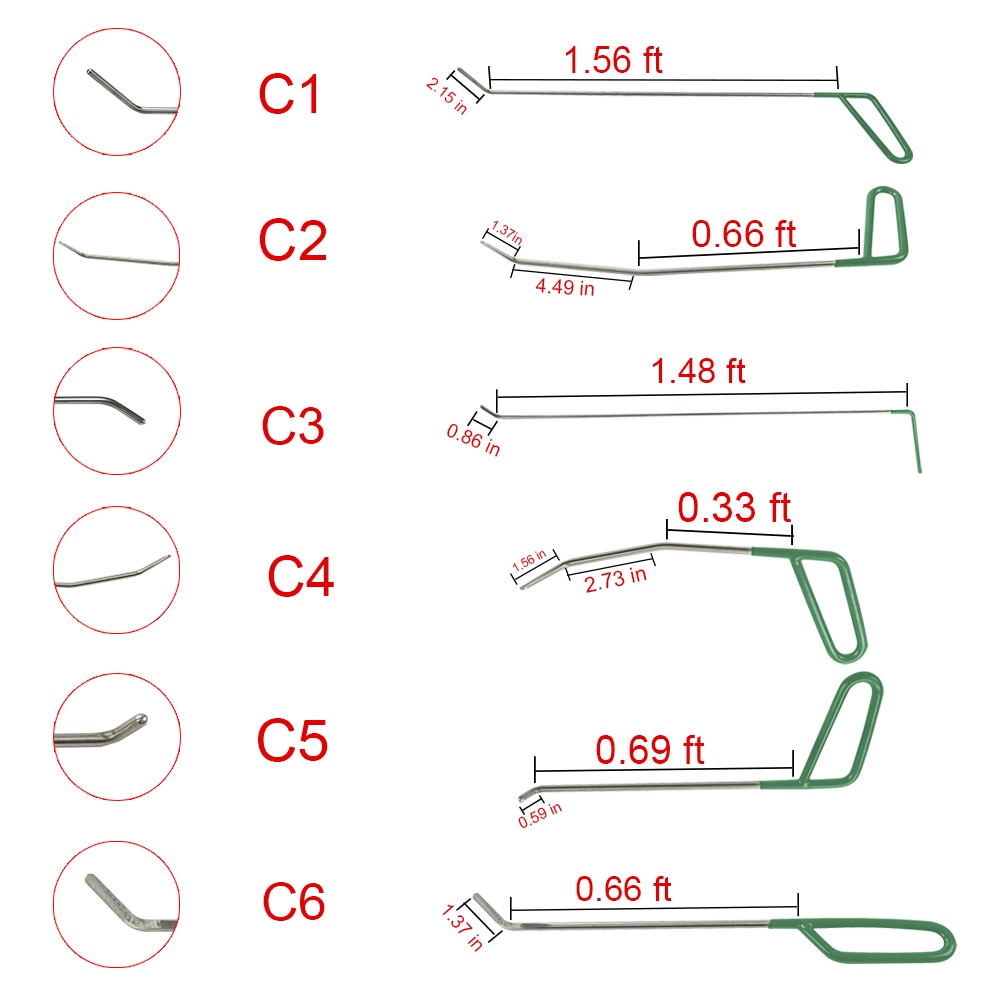 FURUIX 1/3/6 pcs PDR push Rods Set Paintless Dent ... – Grandado