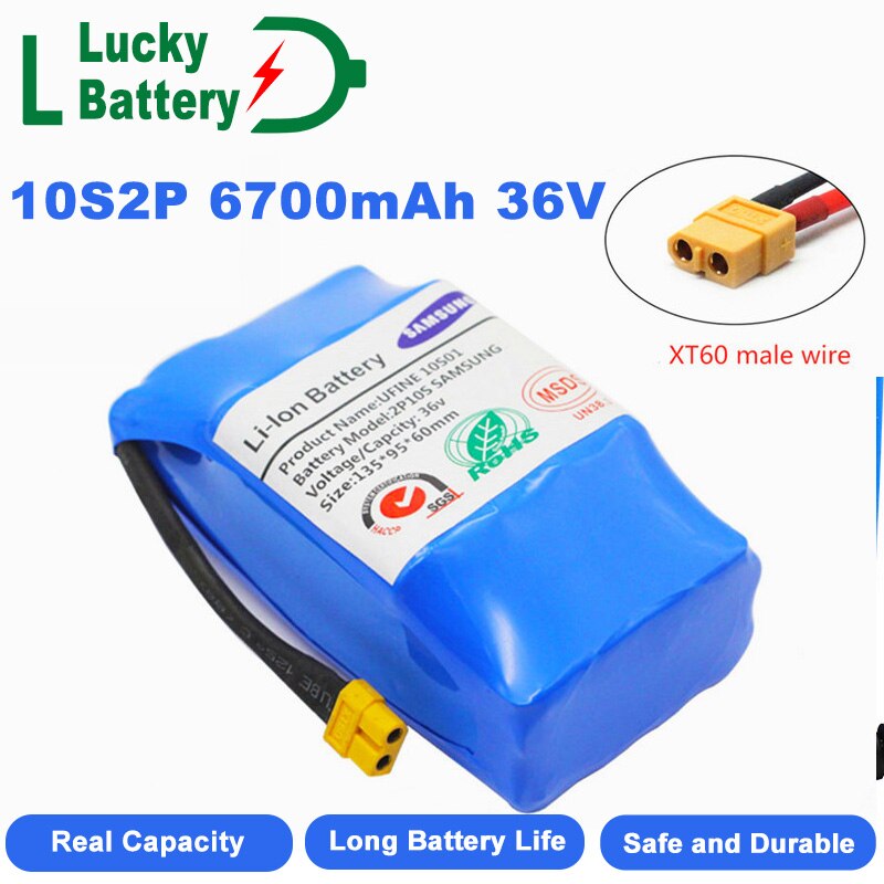 Lucky 10S2P Battery Pack 36V 6700mAh Rechargeable ... – Grandado