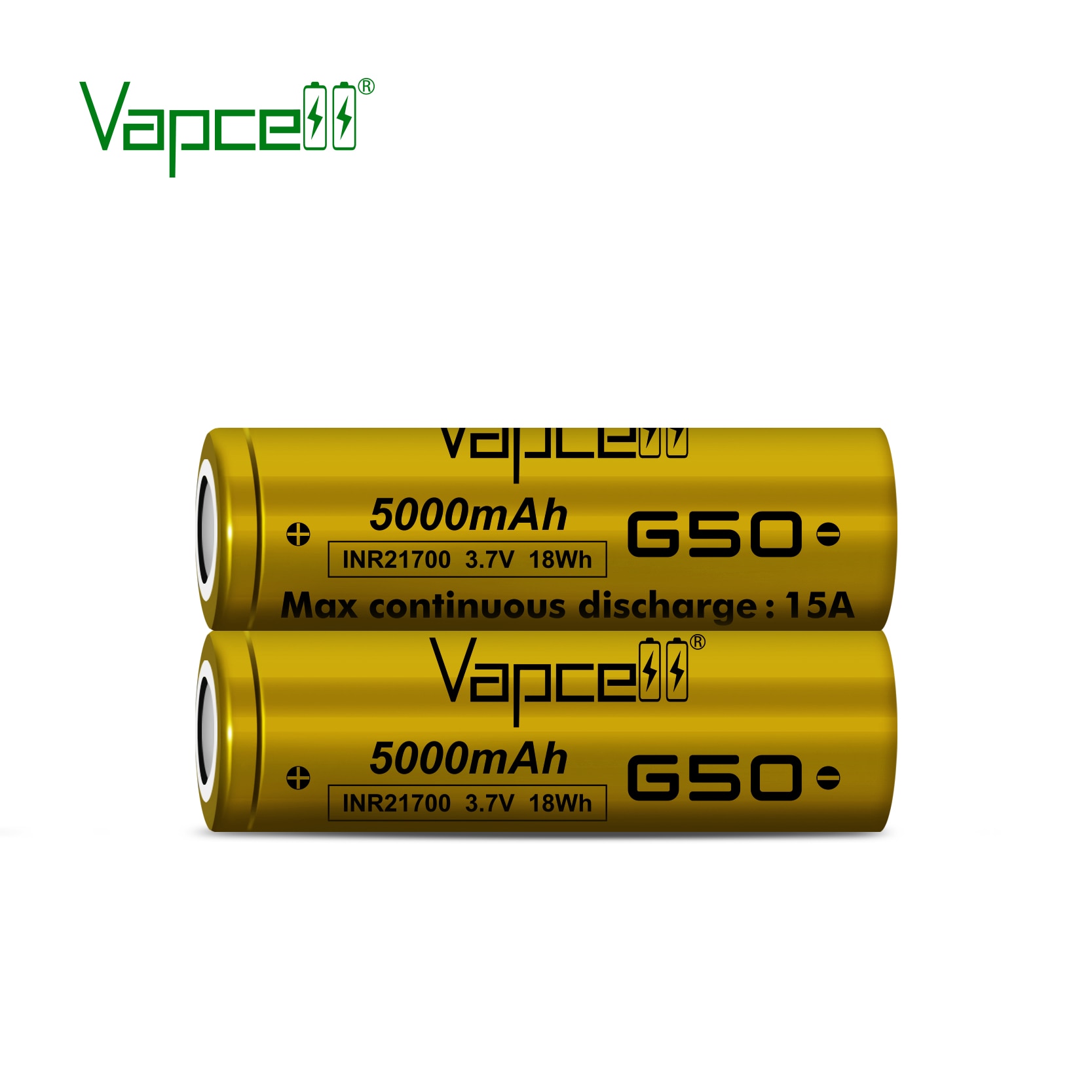 Original Vapcell 21700 5000mAh 15A G50 battery Rec... – Grandado