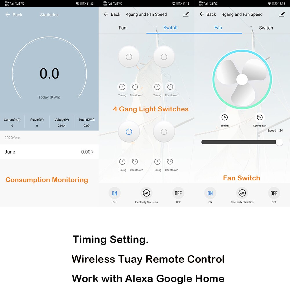 Wifi Smart Light Switch 4 Gang UK Crystal Glass To... – Grandado