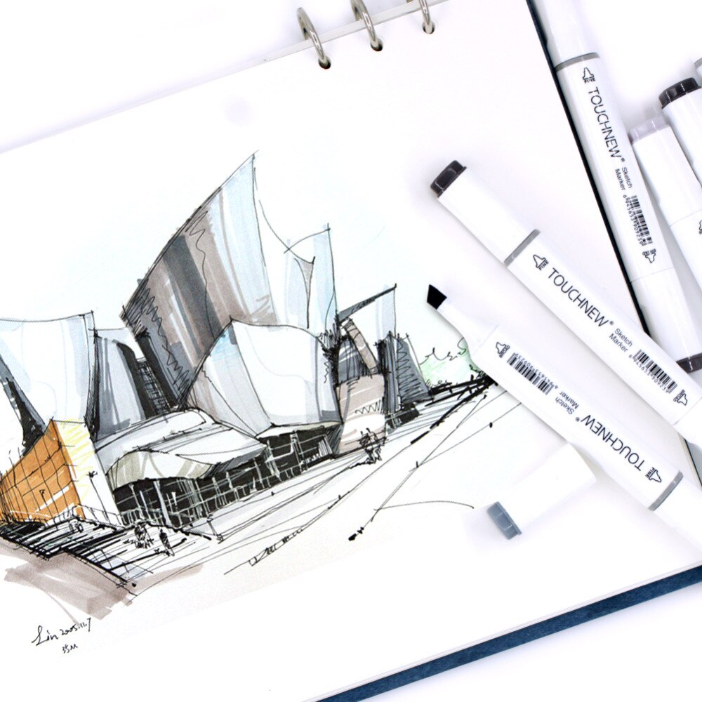 Touchnew 30 Grey Colors Animation Marker Pen Set D... – Grandado