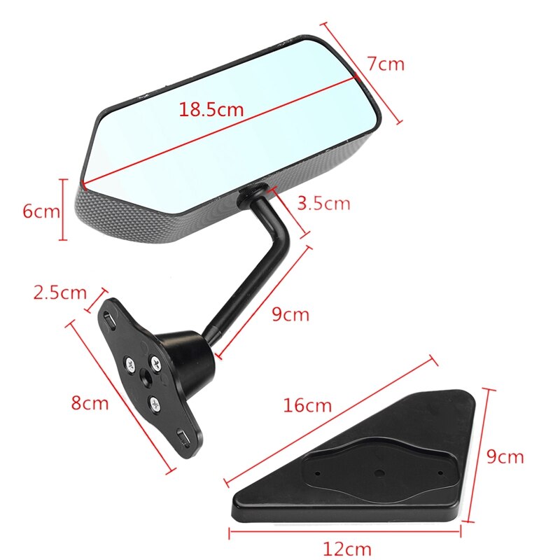 AL21 -2Pcs Car Racing Universal Side Rear View Mirror Wide Angle Metal ...