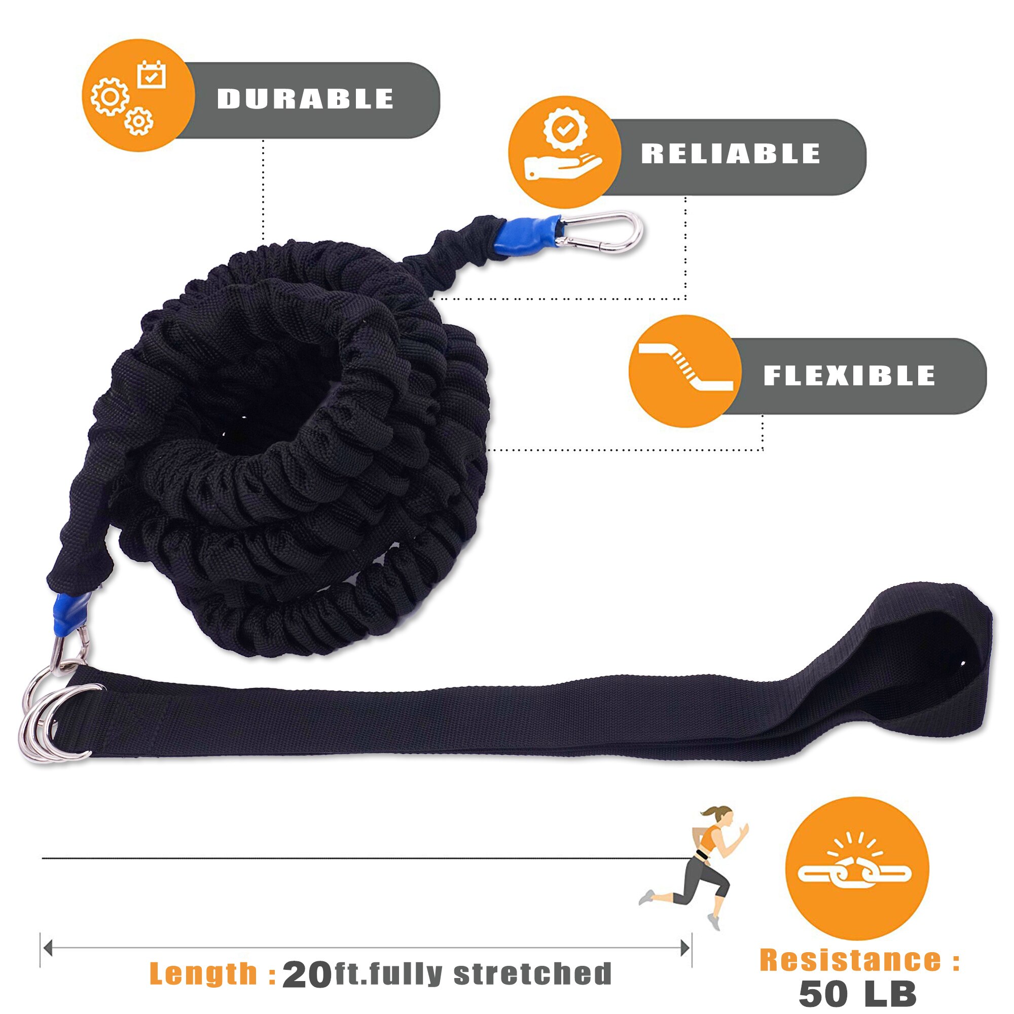 2M Resistance Bands Bungee Trainer with Adjustable... – Vicedeal