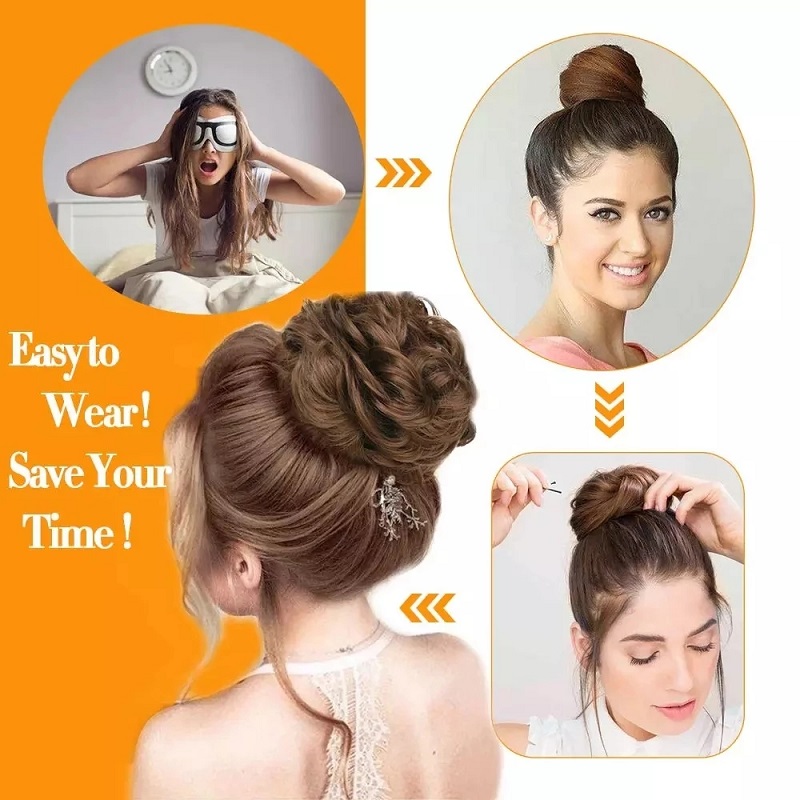 Synthetic Messy Bun Chignon Donut Blonde Brown Col... – Grandado