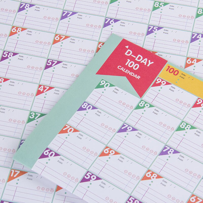 EZONE 1PC 100-Days Schedule Calendar Target Schedu... – Grandado