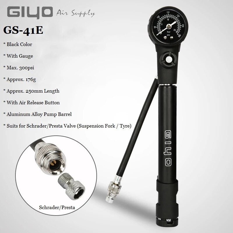 Giyo Bicycle Pumps 300psi MTB Shock Fork Pump Schr... – Vicedeal