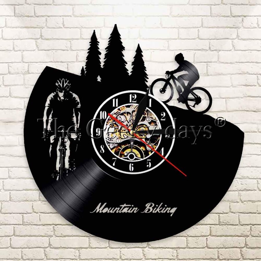 Reloj de pared de vinilo para bicicleta de montaña... – Grandado