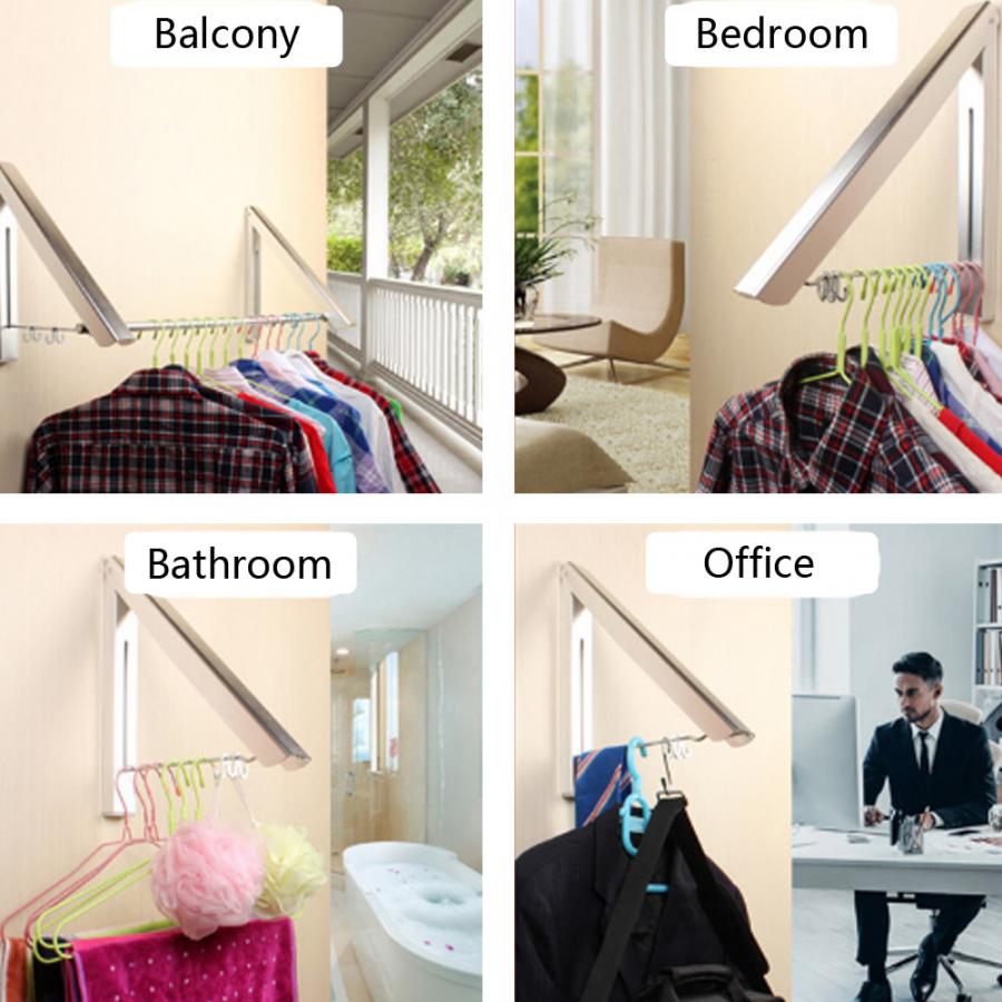 Wall Drying Rack 80cm Rod Retractable Folding Clot... – Grandado