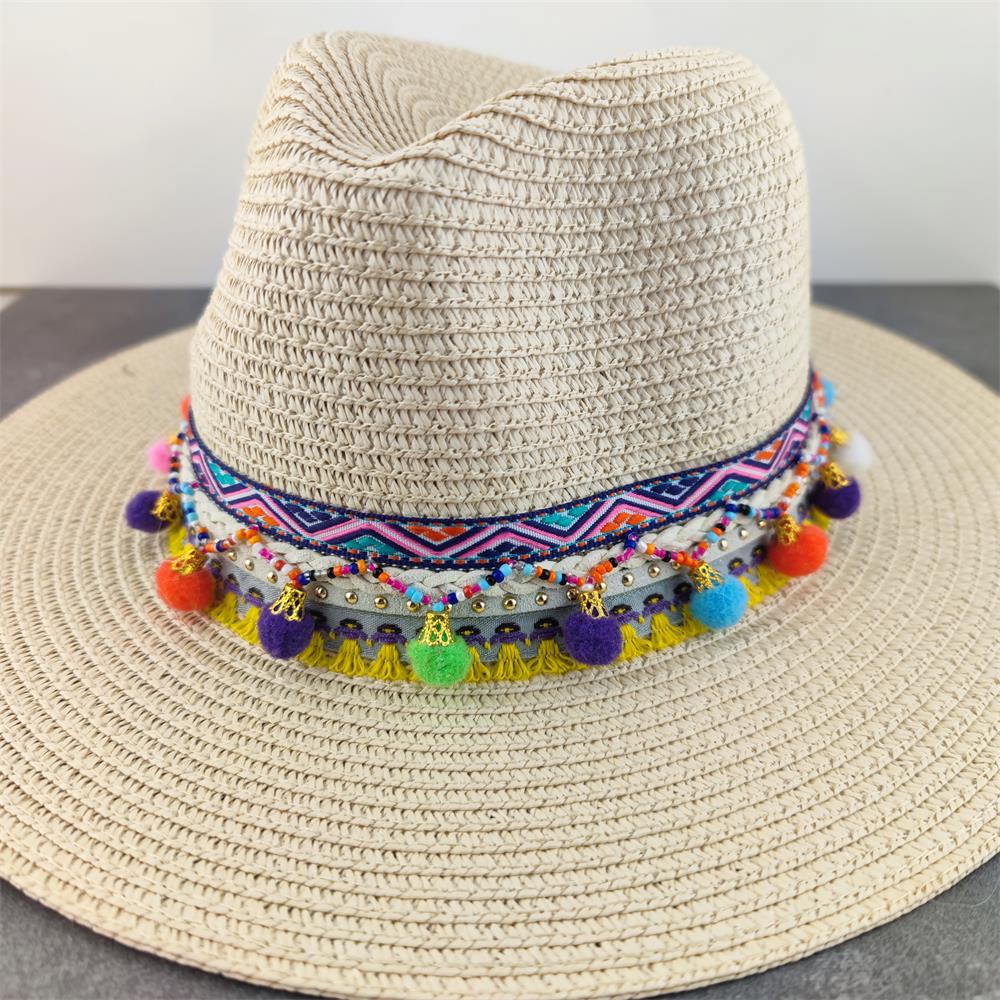 Boho Panama Wide Brim Floppy Girls Straw Hat Sun H... – Grandado