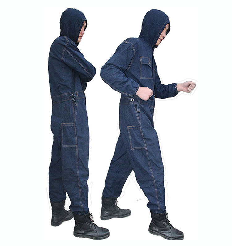 Mens Overalls Denim Work Clothing Hooded Coveralls... – Grandado