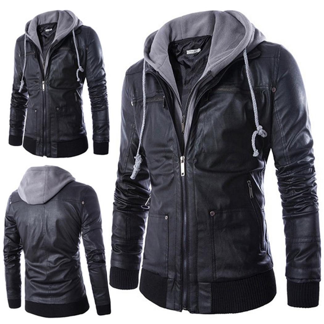 Men Casual Hooded Neck Long Sleeve Solid Zipper Cl... – Grandado