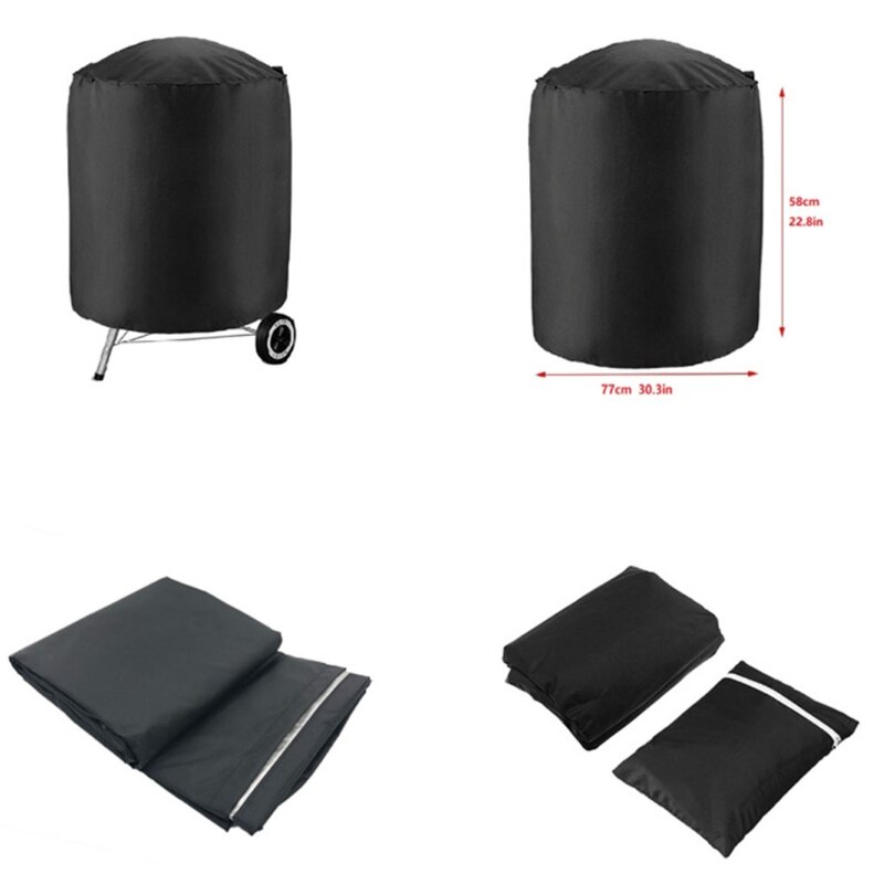 Black Outdoor Barbecue Round Dust Cover Waterproof... – Grandado