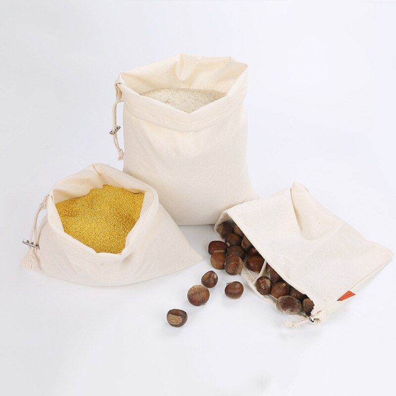 Reusable Drawstring Storage Bag Cotton Muslin Rice... – Vicedeal